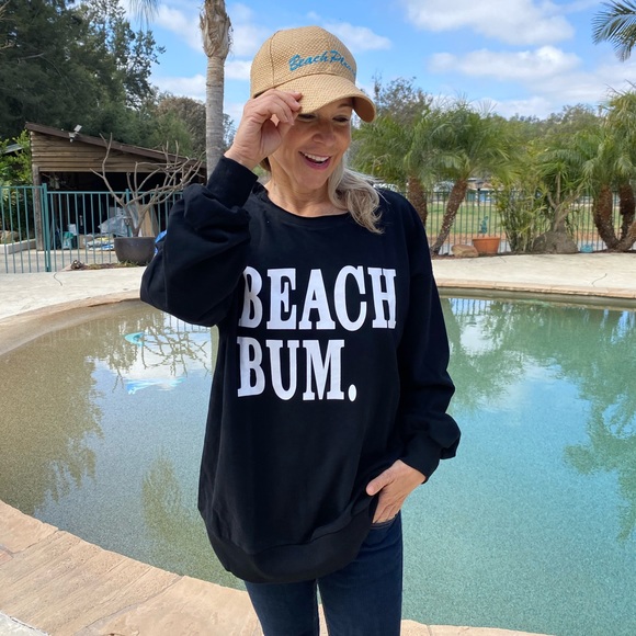 Tops | Black Beach Bum Sweatshirt | Poshmark